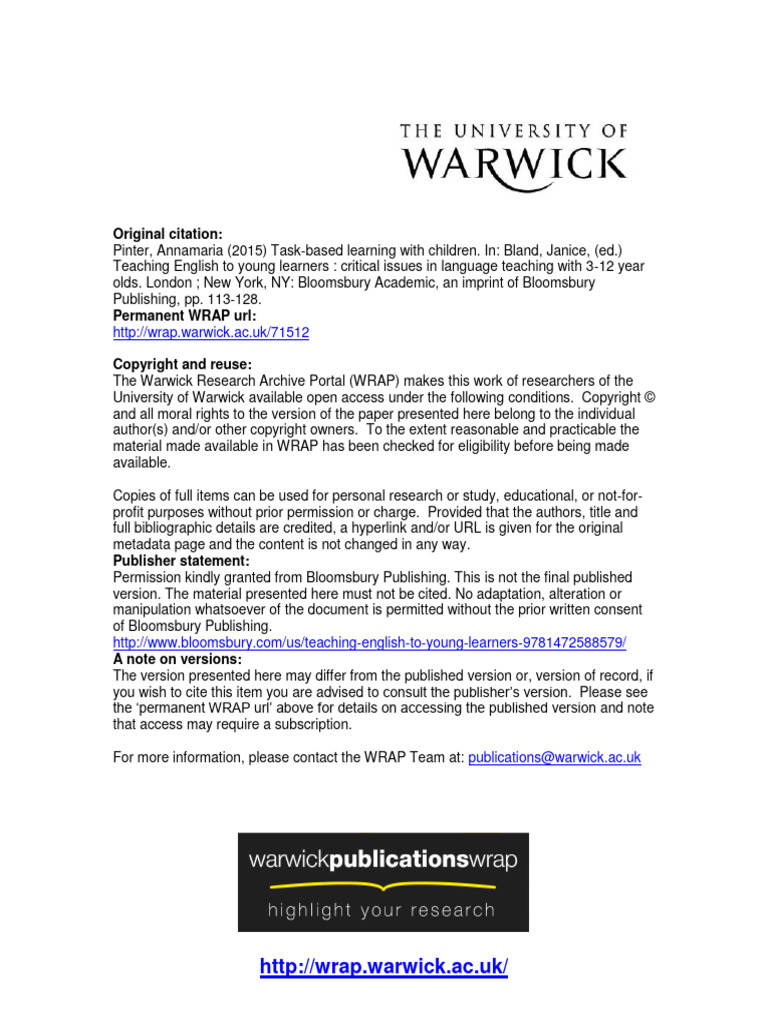 Chap_6_Task_based_learning_for_children_revised-_Lessons_6-7 | PDF | English As A Second Or ...