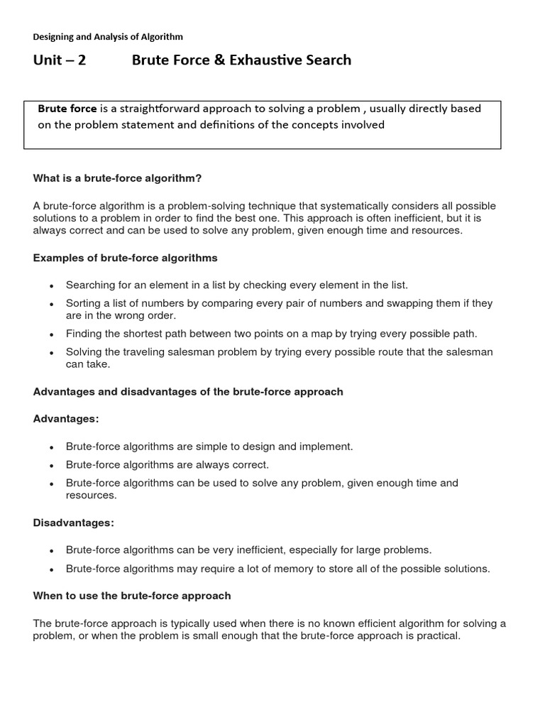 Designing and Analysis of Algorithm Unit-2 | PDF | Algorithms | Computer Programming