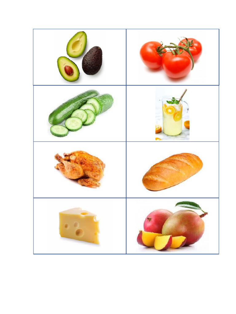 Plantillas Flashcard Ingles Comida Pdf