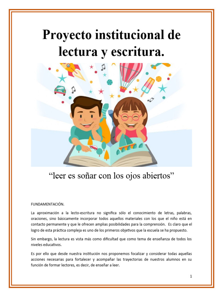 Proyecto Institucional de Lectura y Escritura 2021 | PDF | Enseñando ...