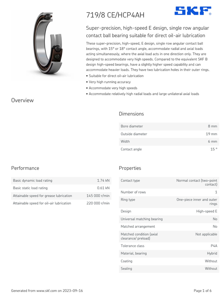 SKF 719_8 CE_HCP4AH Specification | Download Free PDF | Bearing (Mechanical) | License