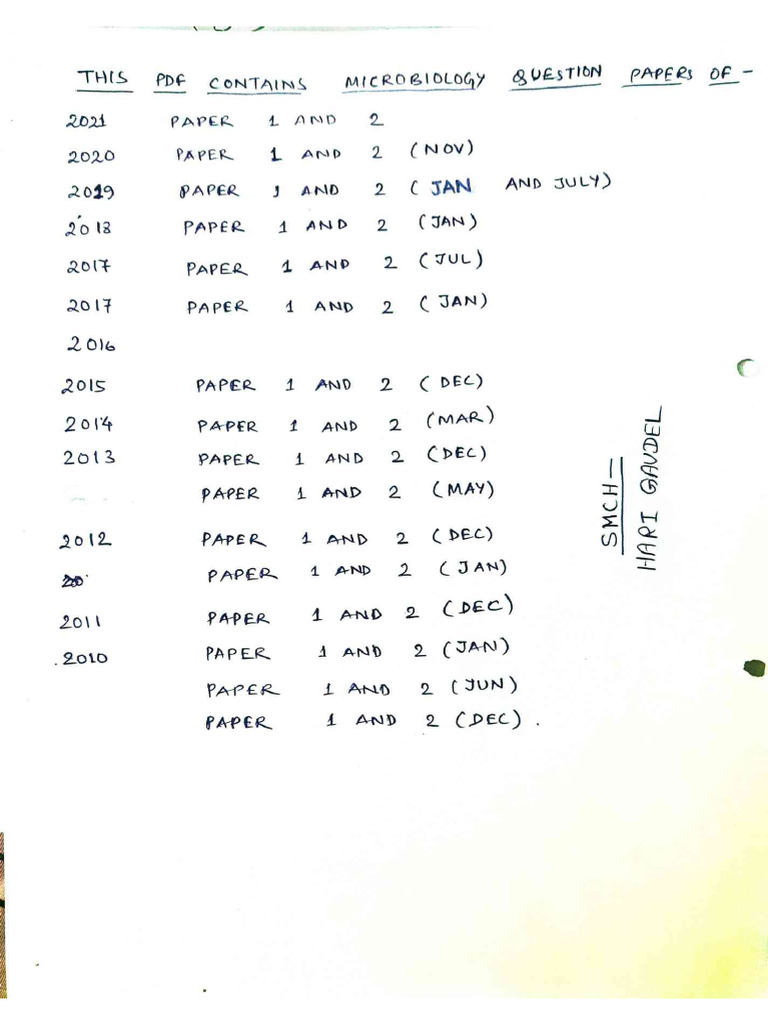 2nd MBBS Microbiology Question Papers | PDF