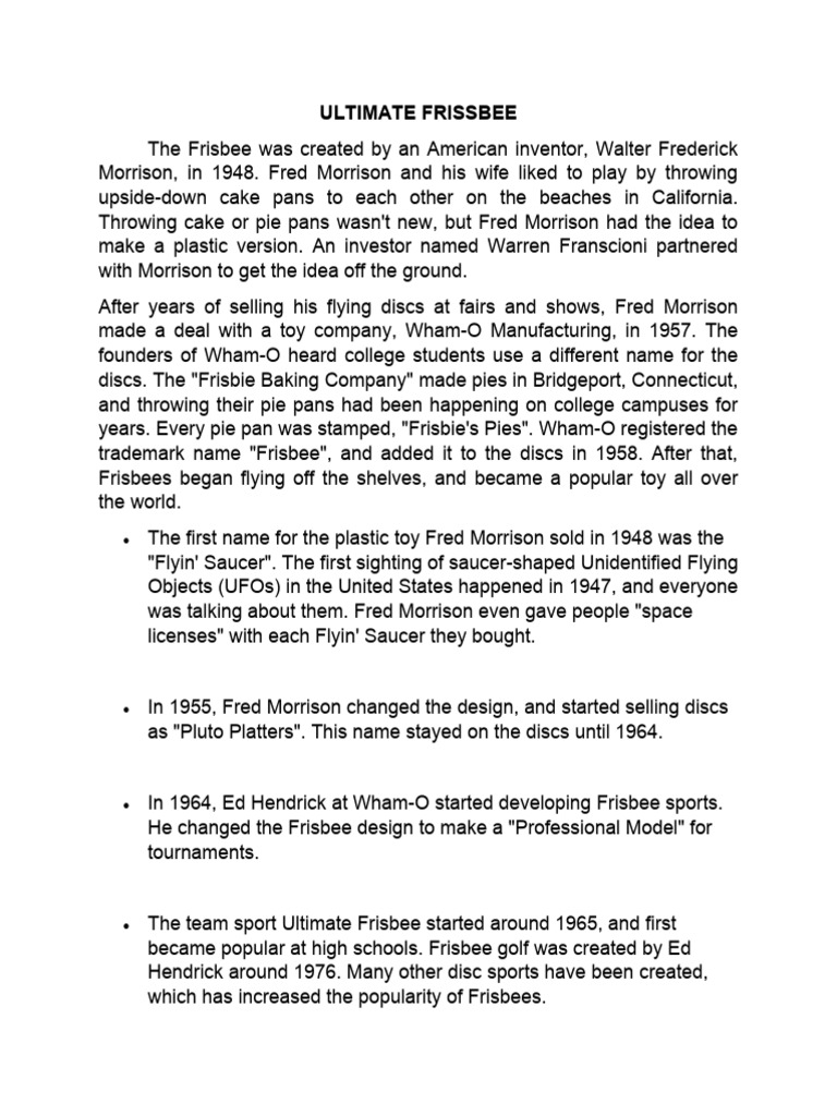 Ultimate Frisbee: Rules & History Guide | PDF | Sports | Team Sports