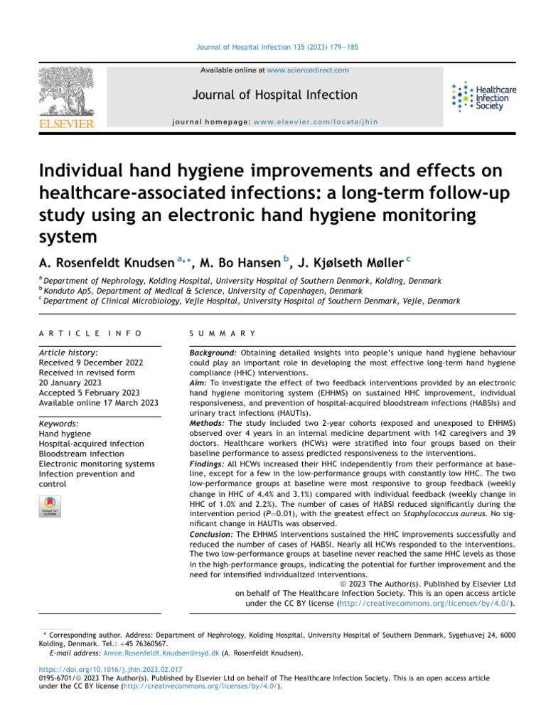 Individual Hand Hygiene Improvements and Effects o | PDF | Hospital ...