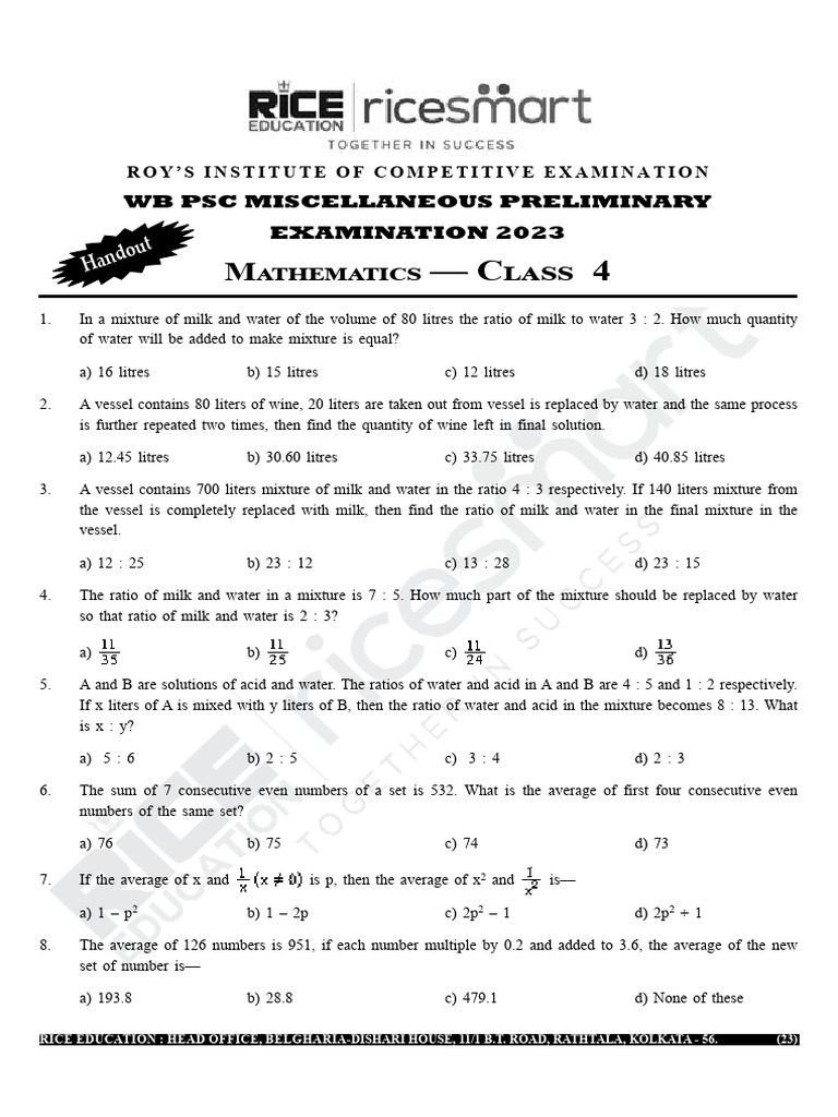 Mathematics Handout - 4 (Q) | PDF | Area | Geometry