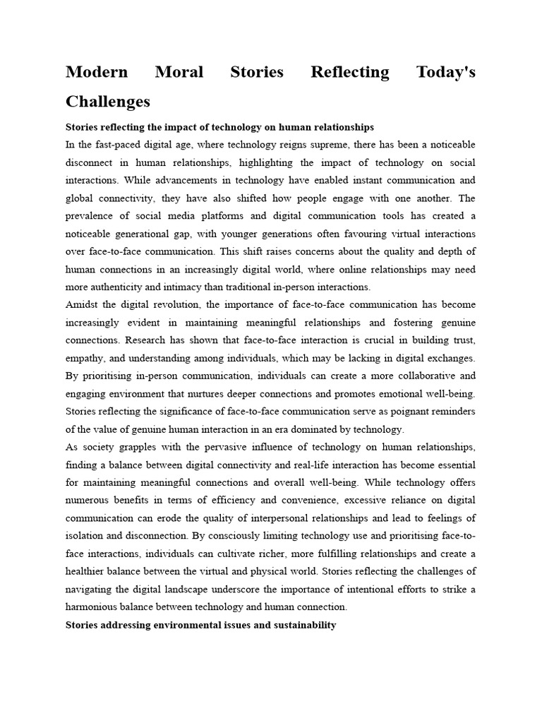 Modern Moral Stories on Today's Issues | PDF | Empathy | Narrative