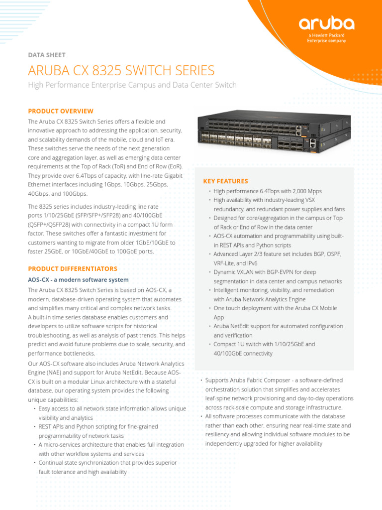 ARUBA DS - 8325series | PDF | Internet Protocols | I Pv6