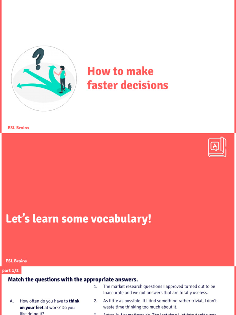 ESL Brains - How To Make Faster Decisions | PDF | Decision Making | English As A Second Or ...