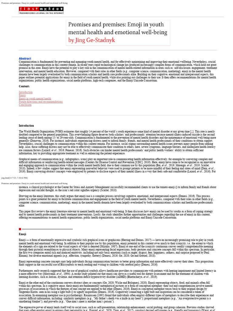 jing | PDF | Mental Health | Emotions