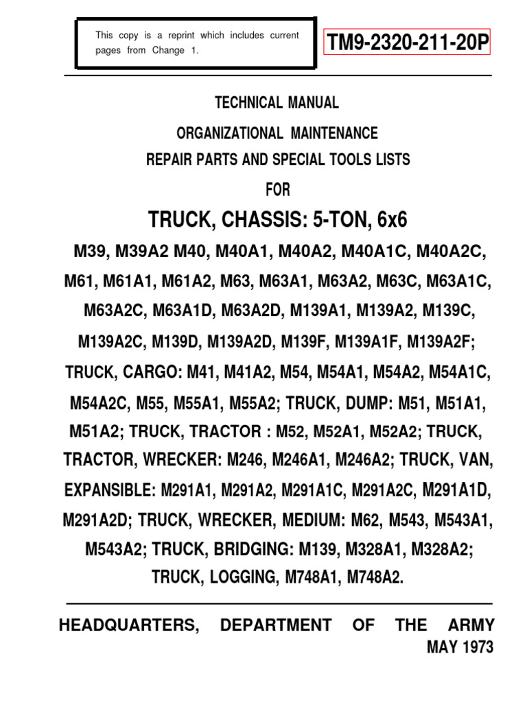 Technical Manual Organizational Maintenance Repair Parts and Special ...