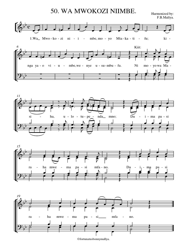 Wa Mwokozi Niimbe Lyrics | PDF