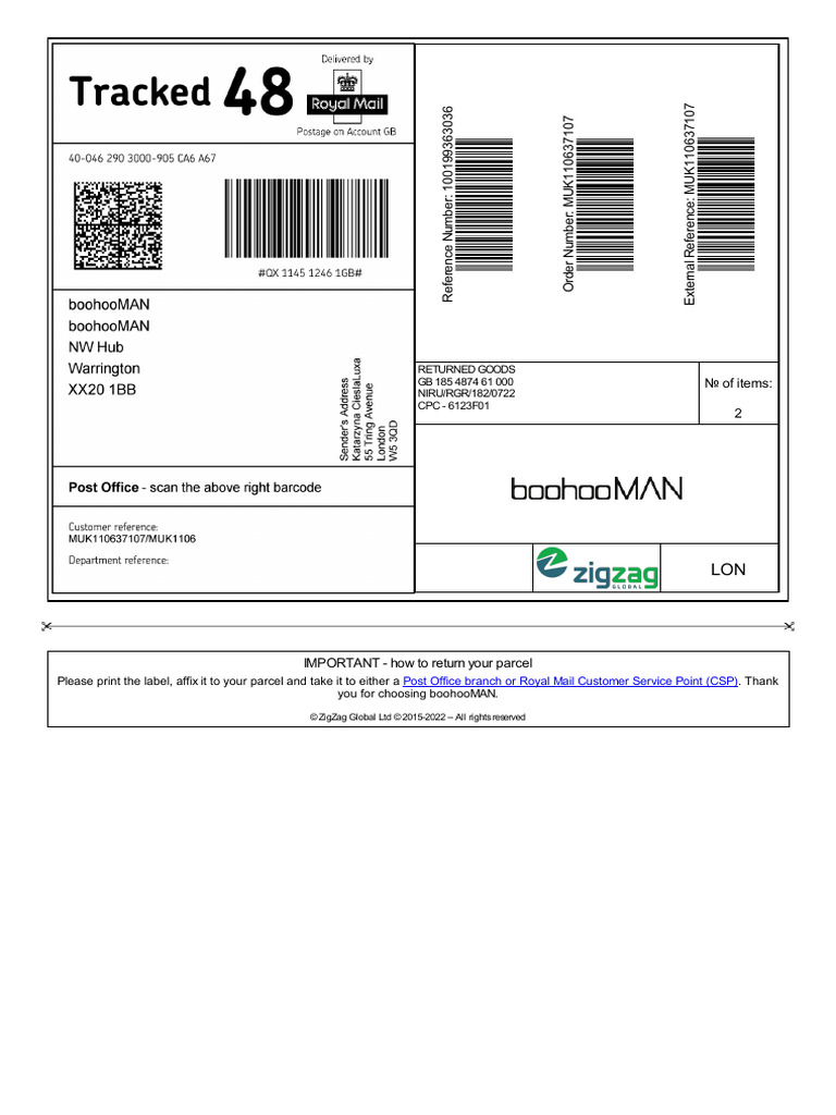 How to Return Your BoohooMAN Parcel | PDF