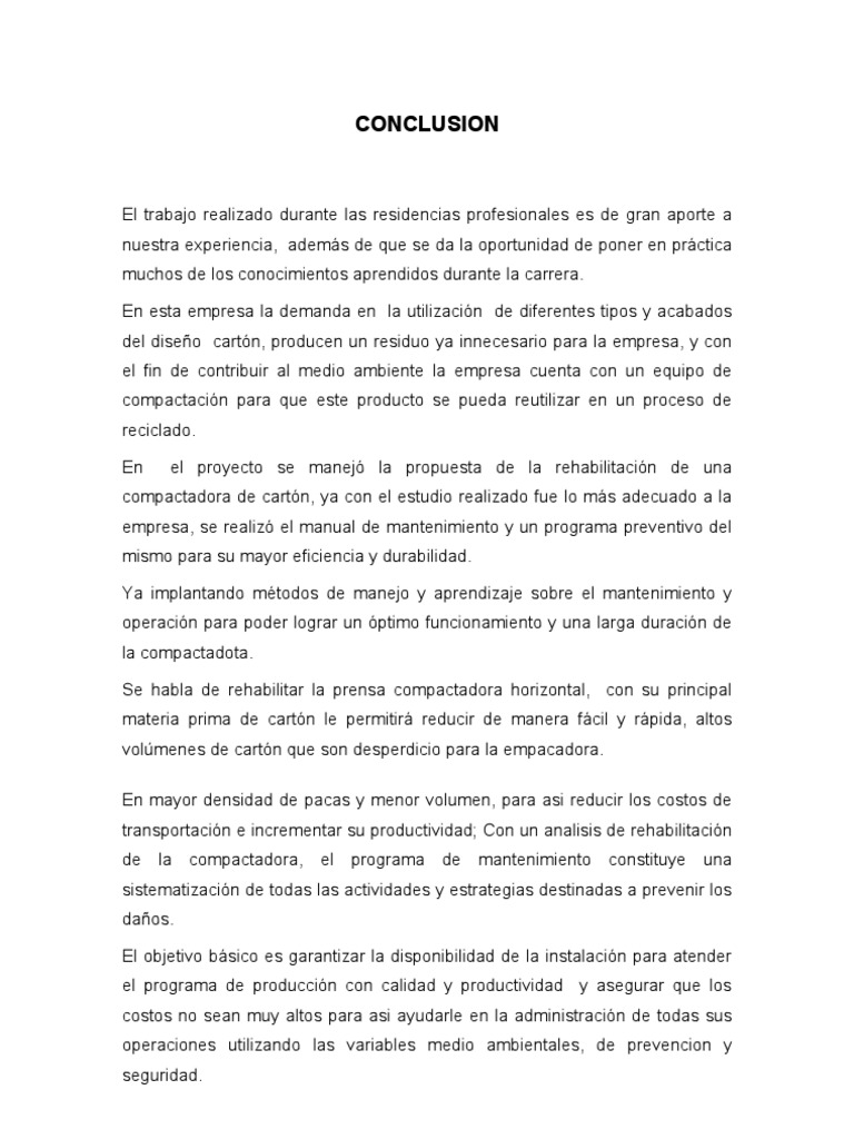 Conclusion | PDF | Cartón | Residuos