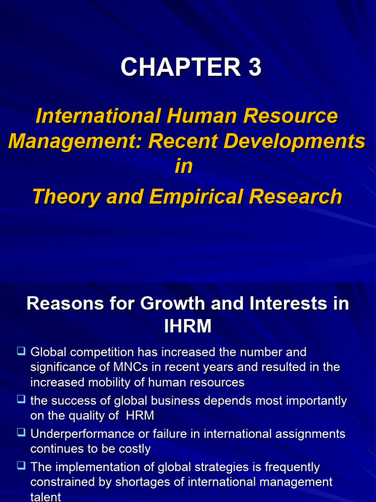 Recent Developments in IHRM | PDF | Internationalization | Human Resource Management