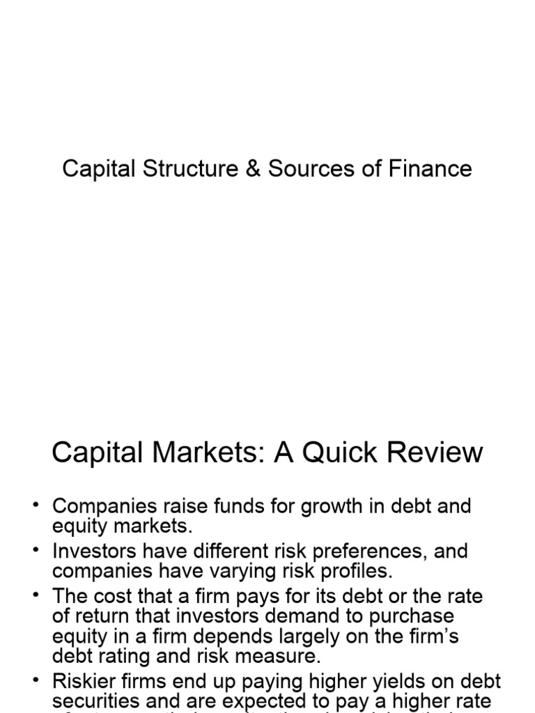 Capital Structure Theories and Sources of Finance | PDF | Capital ...
