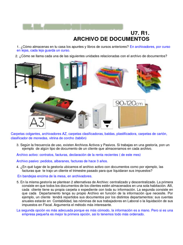 U7.R1. Archivo de Documentos | PDF | Contabilidad | Business