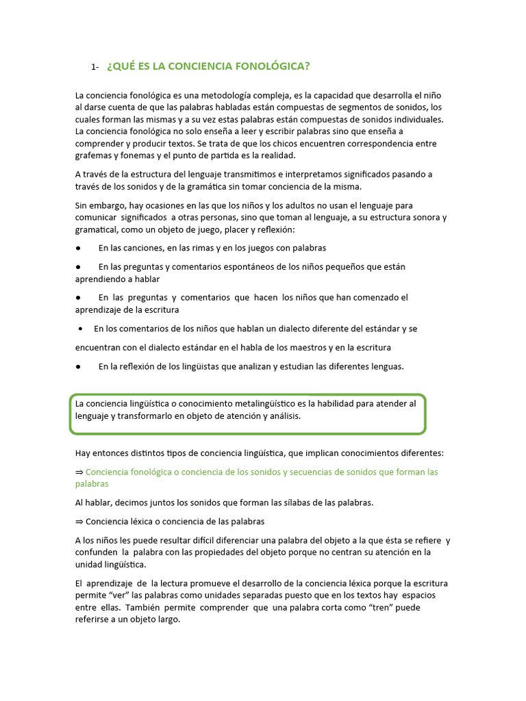 Conciencia Fonológica en Niños: Guía Esencial | PDF | Palabra | Escritura