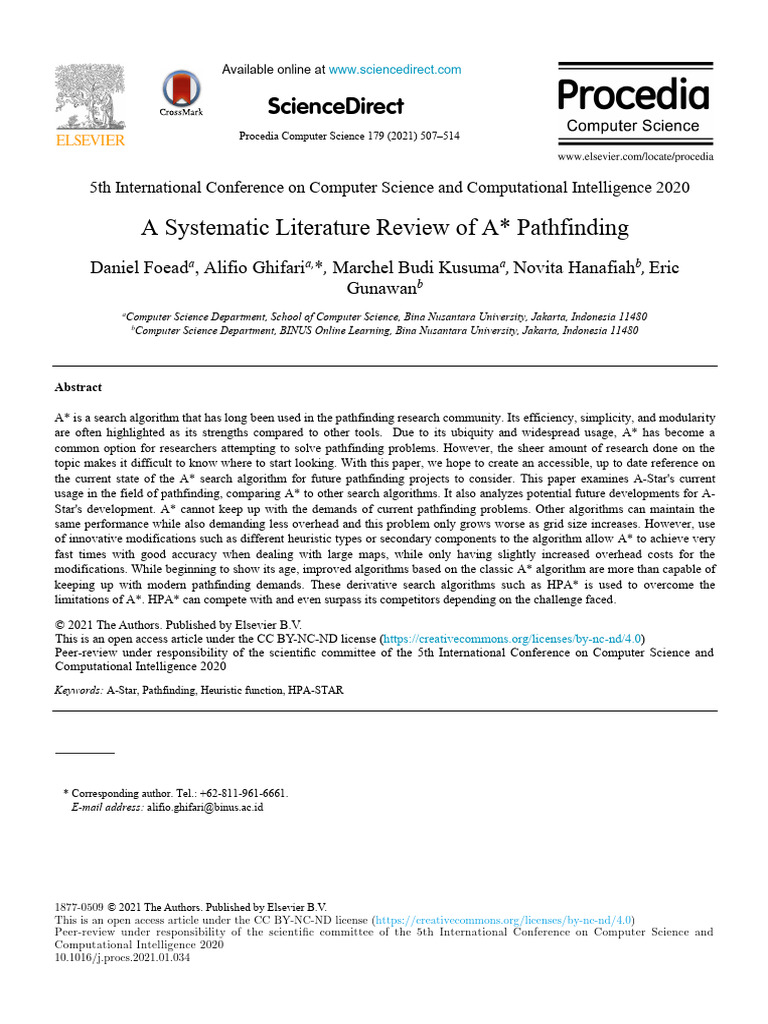 A Systematic Literature Review of A Pathfinding | PDF | Applied Mathematics | Algorithms