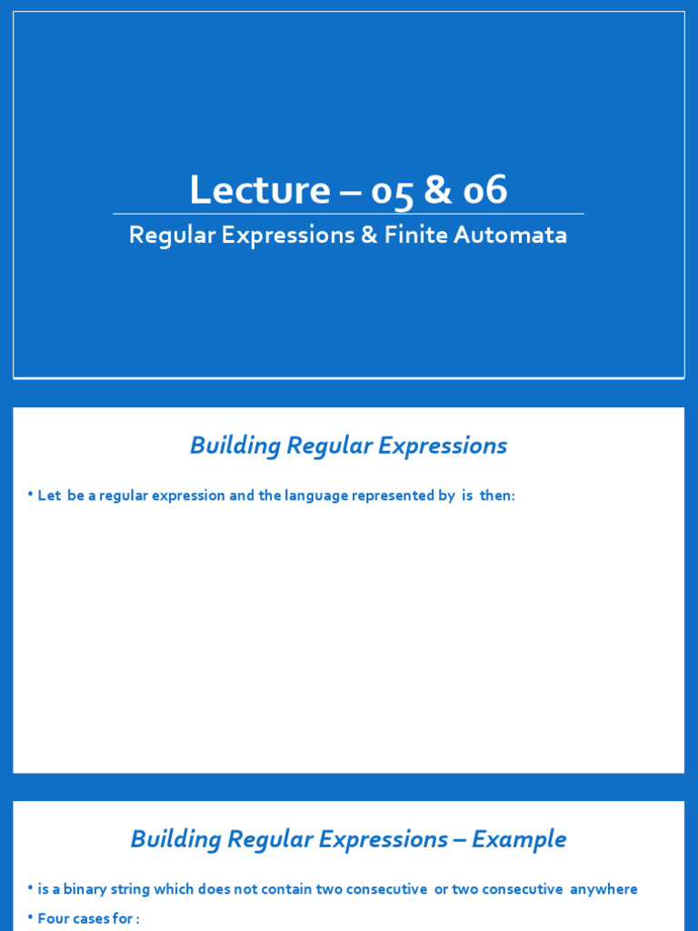 ToA - Lecture 05 06 - Regular Expressions Finite Automata | PDF ... ToA - Lecture 05 06 - Regular Expressions Finite Automata | PDF ...