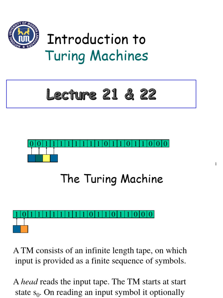 ToA - Lecture 21 22 - Turing Machine | PDF | Function (Mathematics) | Theory Of Computation