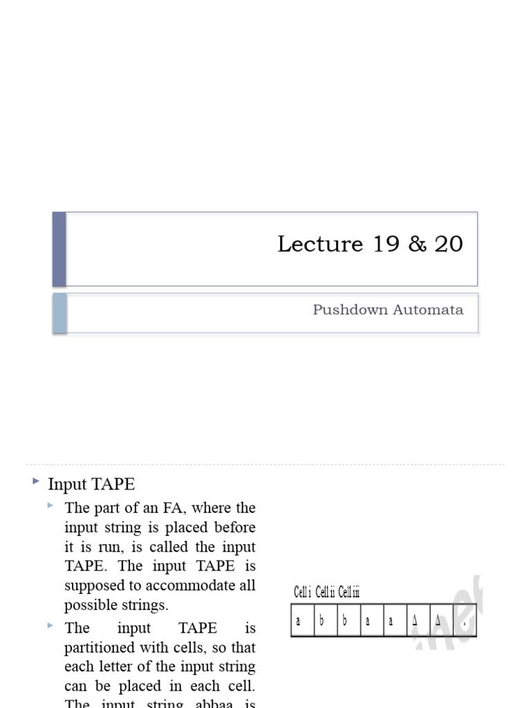 ToA - Lecture 19 20 - Push Down Automata | PDF | Syntax (Logic) | Metalogic ToA - Lecture 19 20 - Push Down Automata | PDF | Syntax (Logic) | Metalogic
