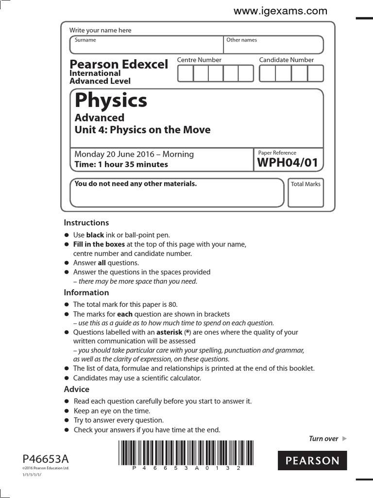 June 2016 (IAL) QP - Unit 4 Edexcel Physics A-Level | PDF | Electronvolt | Inductor