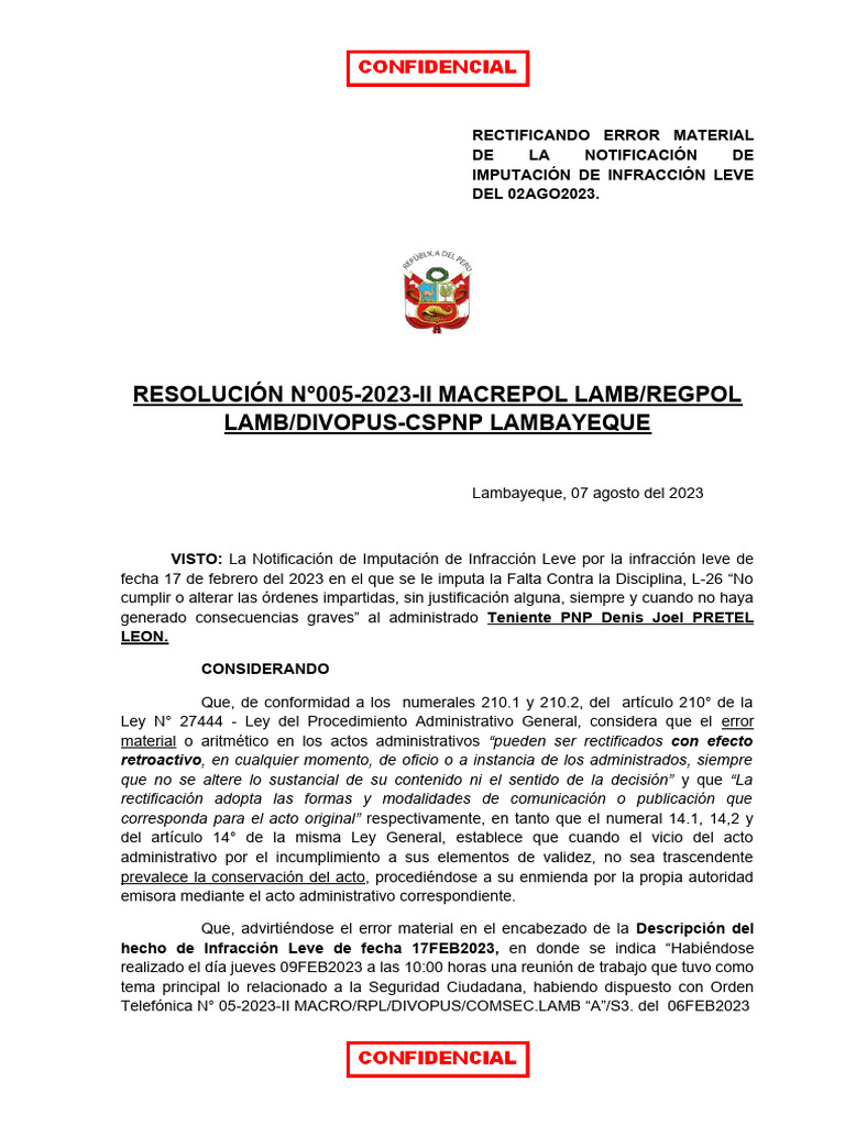 Rectificación de Error Administrativo | PDF | Justicia | Crimen y violencia