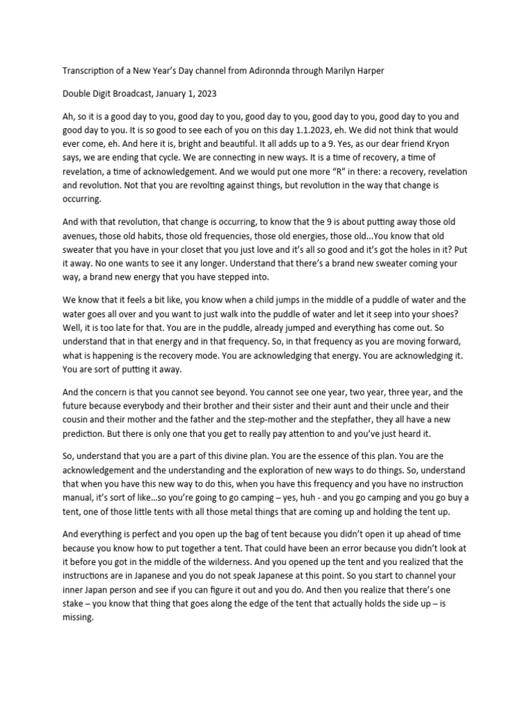 Adironnda New Year Message Pdf