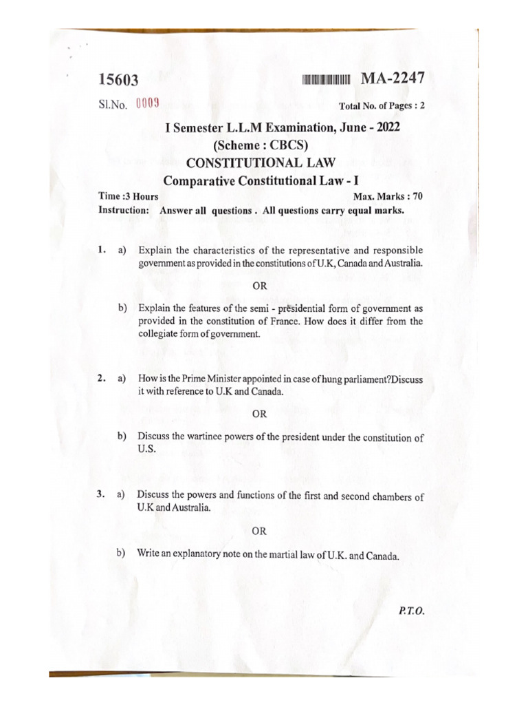 Comparative Constitution QP | PDF