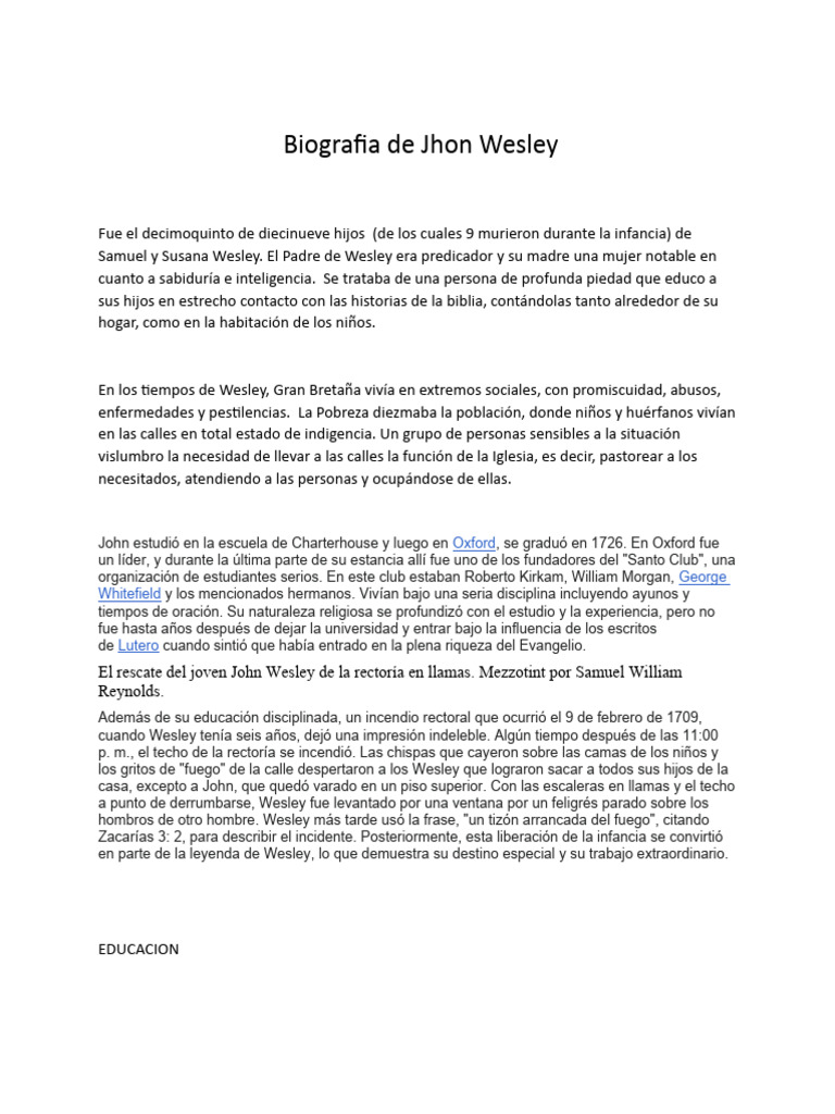 Biografia de Jhon Wesley | PDF