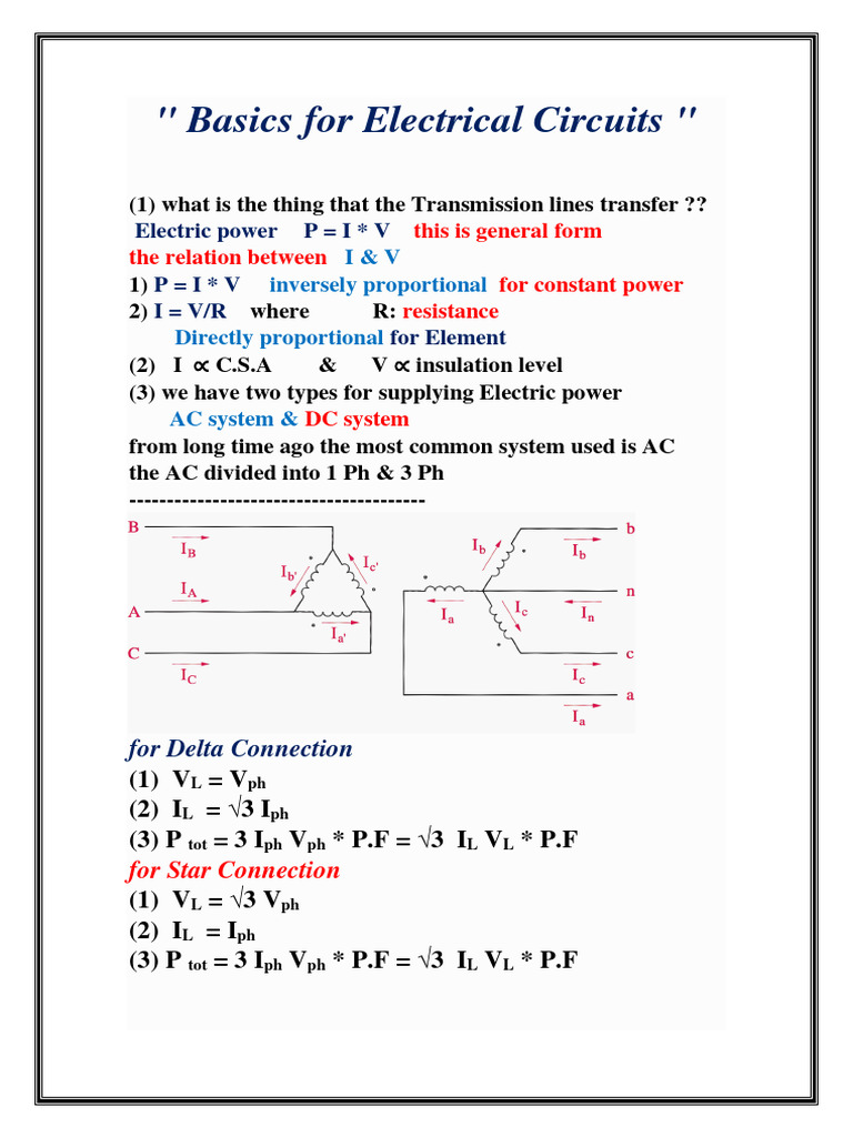 2.1 Basics for Electrical Circuits | PDF | Capacitor | Electric Power