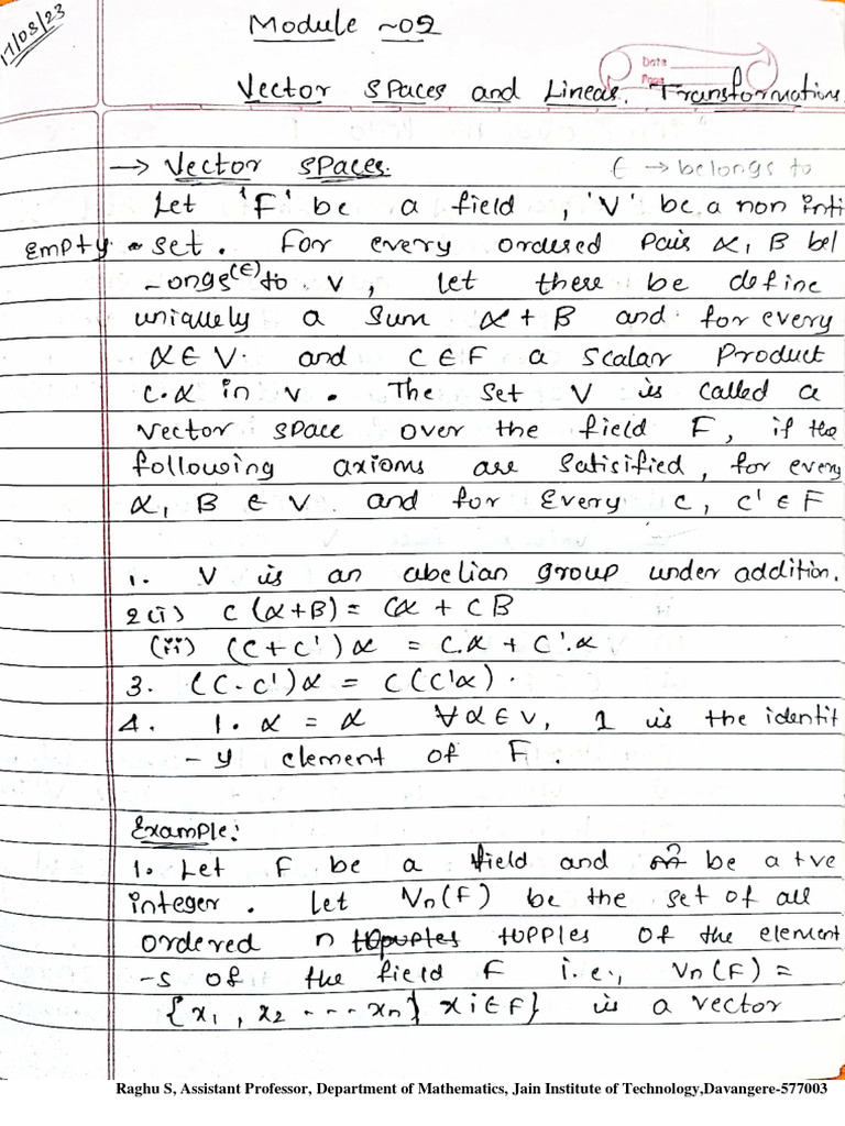 Module 3 Vector Spaces and Linear Transformations | Download Free PDF ...