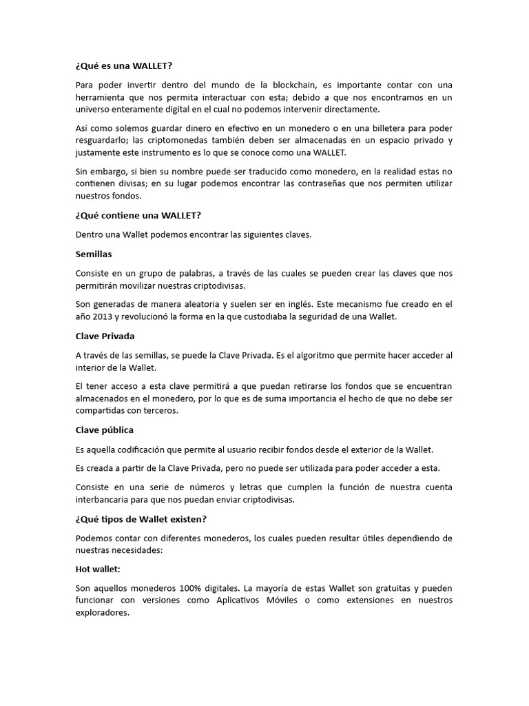 Qué Es Una WALLET | PDF | Clave (criptografía) | Informática