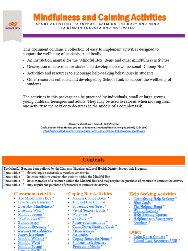 Mindfulness and Calming Activities | PDF | Mindfulness | Thought