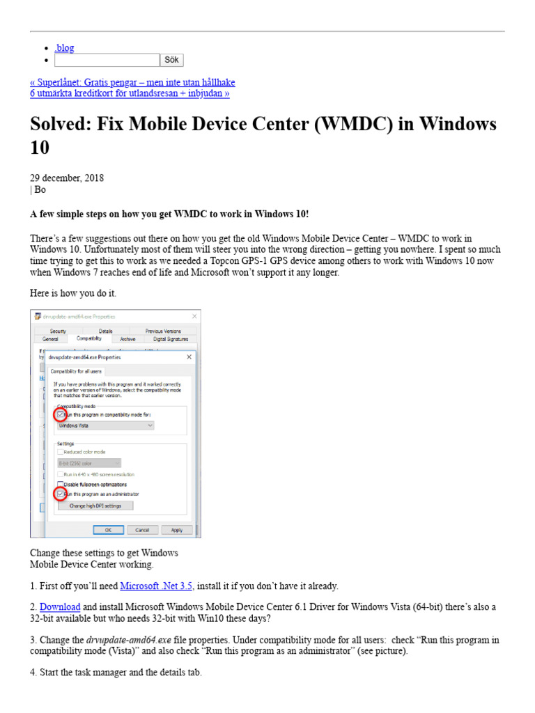Solved - Fix Mobile Device Center (WMDC) in Windows 10 - Stark - Nu | PDF