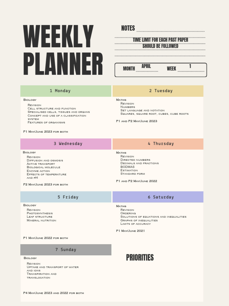 Weekly Planner.pdf | PDF | Geometry | Mathematics