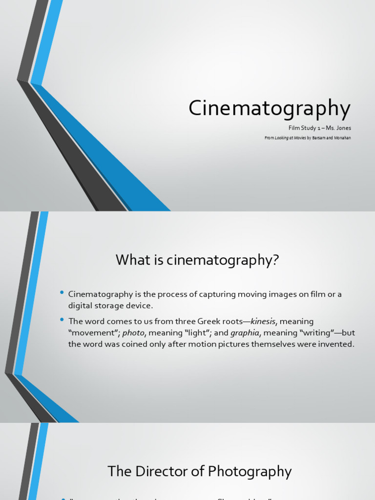18. Cinematography (Presentation) Author Ms. Jones | PDF | Cinematography | Camera Lens