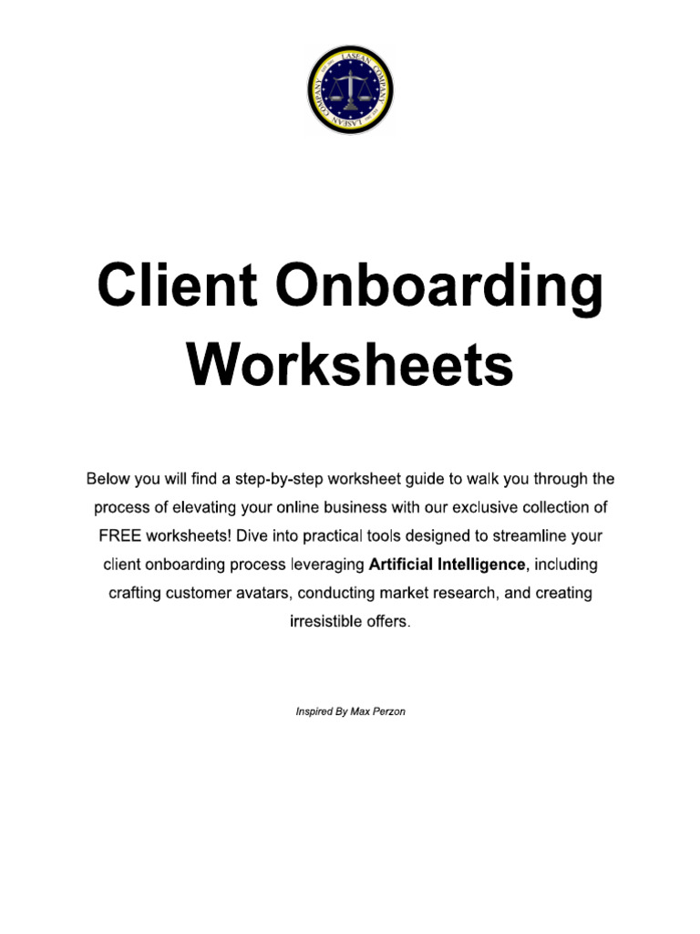 Client Onboarding Worksheets | PDF