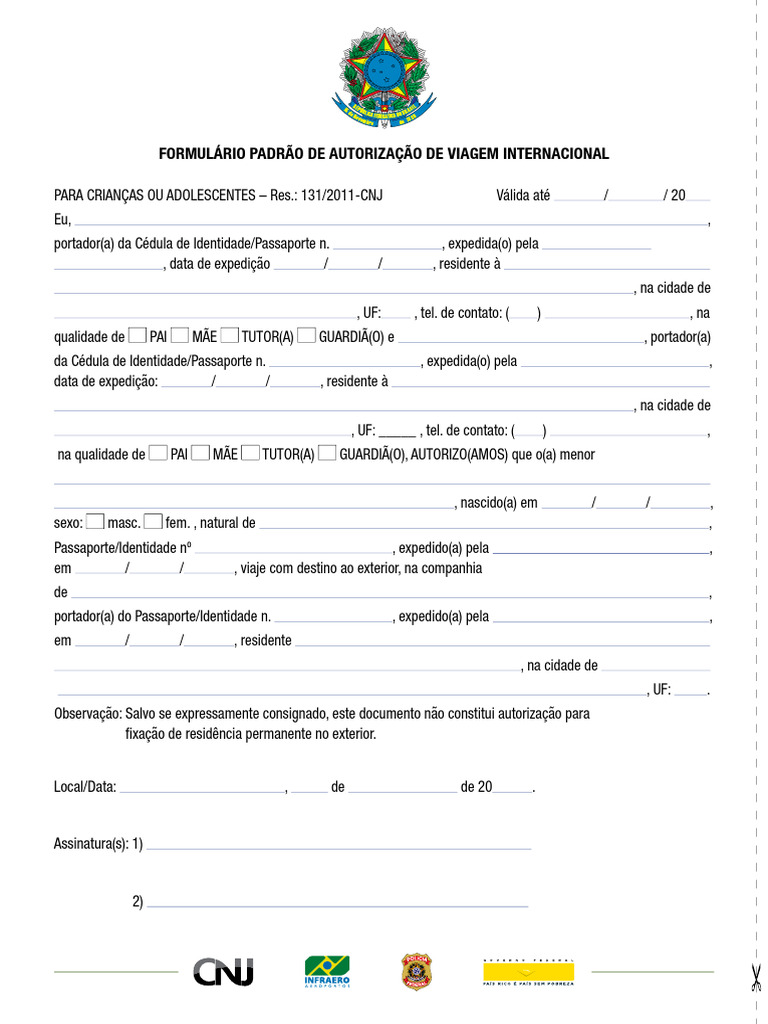Autorizaçao viagem internacional para menores | Download grátis PDF ... Autorizaçao viagem internacional para menores | Download grátis PDF ...