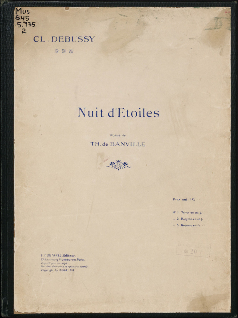 Soprano and Piano (Resolución Completa LOEB) - Nuit D'étoiles (Debussy) | PDF