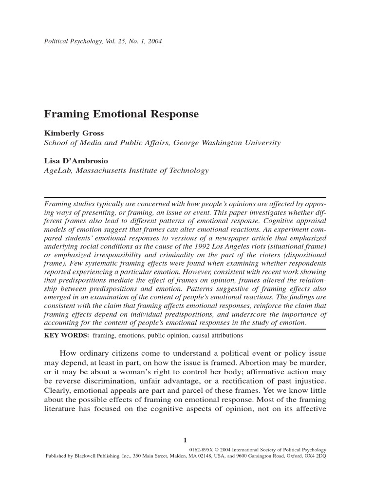 Framing Emotional Response | PDF | Emotions | Framing (Social Sciences)