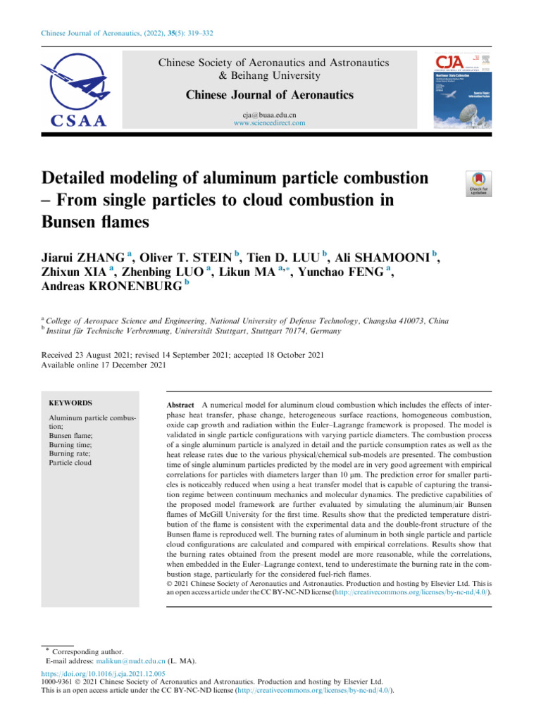 Detailed Model Al Combustion | PDF | Evaporation | Combustion