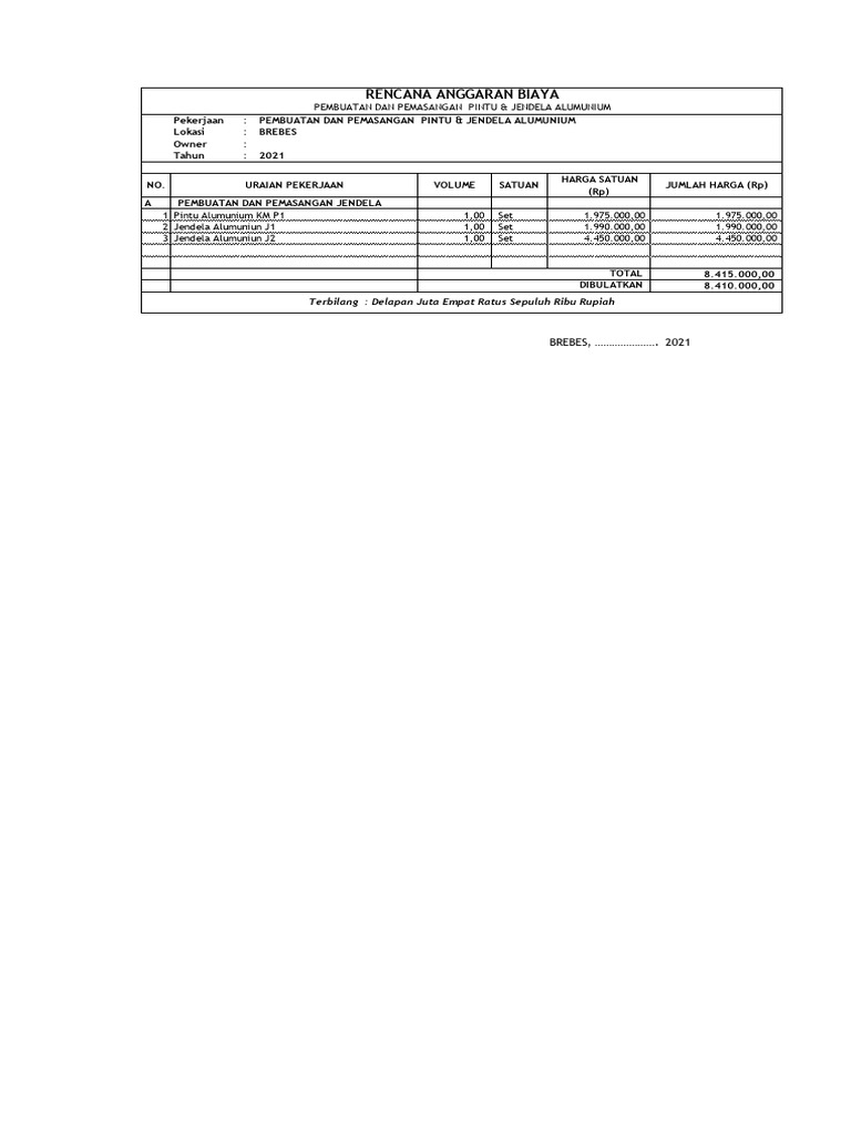 Rab Pintu & Jendela Alumunium | PDF | Griya & Taman