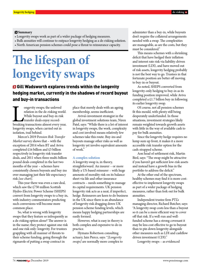 PA Dec 19 LongevitySwaps | PDF | Cost Of Living | Reinsurance