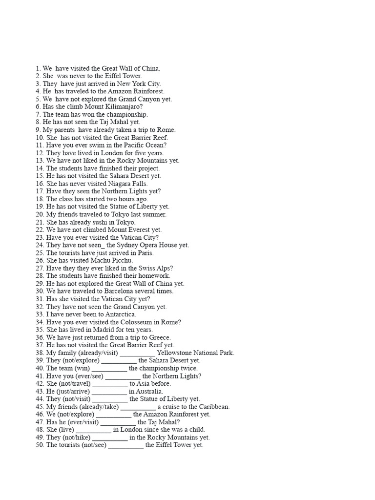 Ingles Present Perfect | PDF