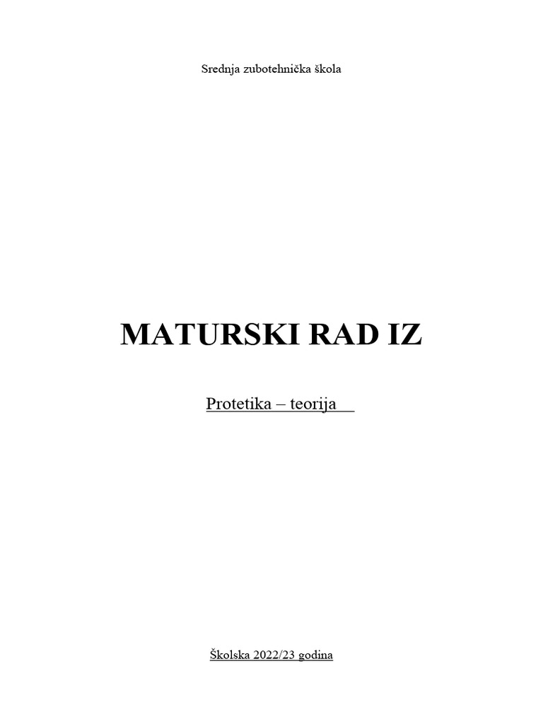 Maturski Rad Pravila Postave Zuba | PDF