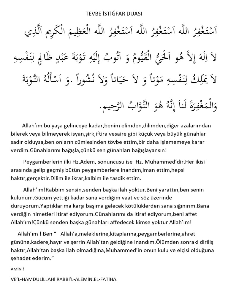 Tevbe Ystyyfar Duasi | PDF