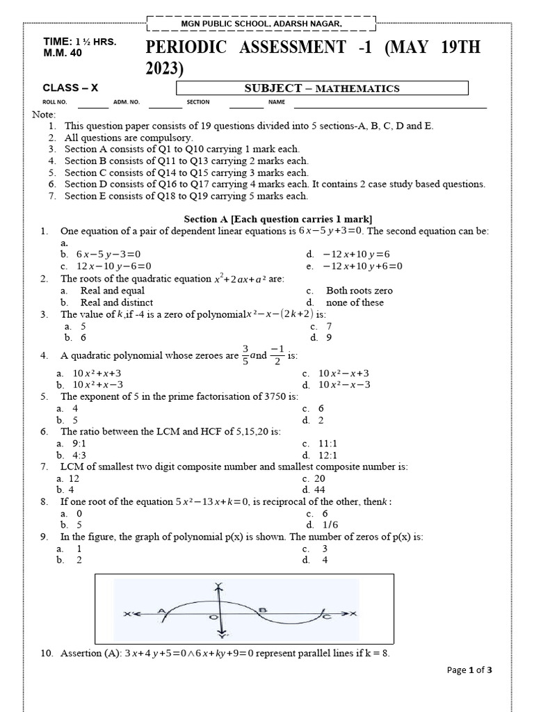 Maths 10th 2023 Pdf Factorization Zero Of A Function
