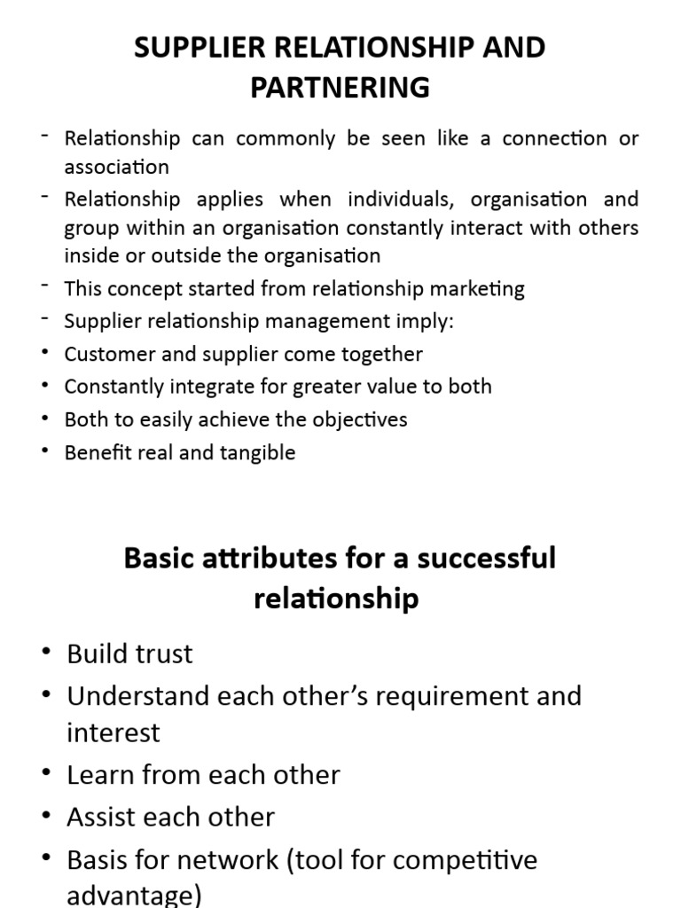 Procurement MGT 10 - Supplier Relationship and Partnering | PDF ...