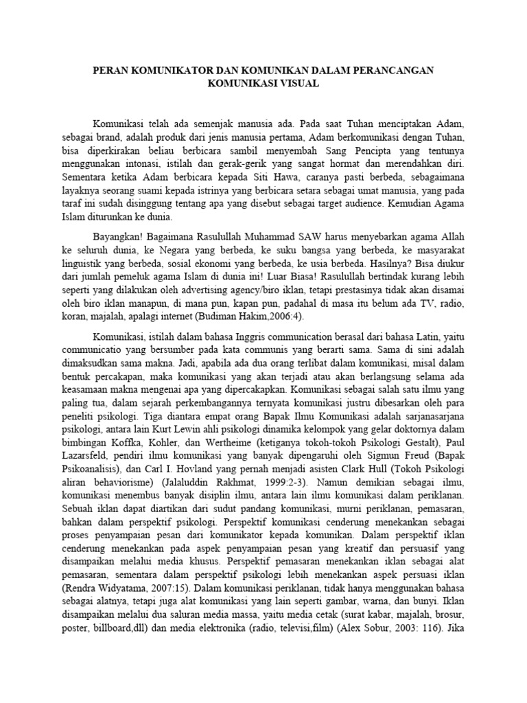 Peran Komunikator Dan Komunikan Dalam Perancangan Komunikasi Visual | PDF | Ilmu Sosial